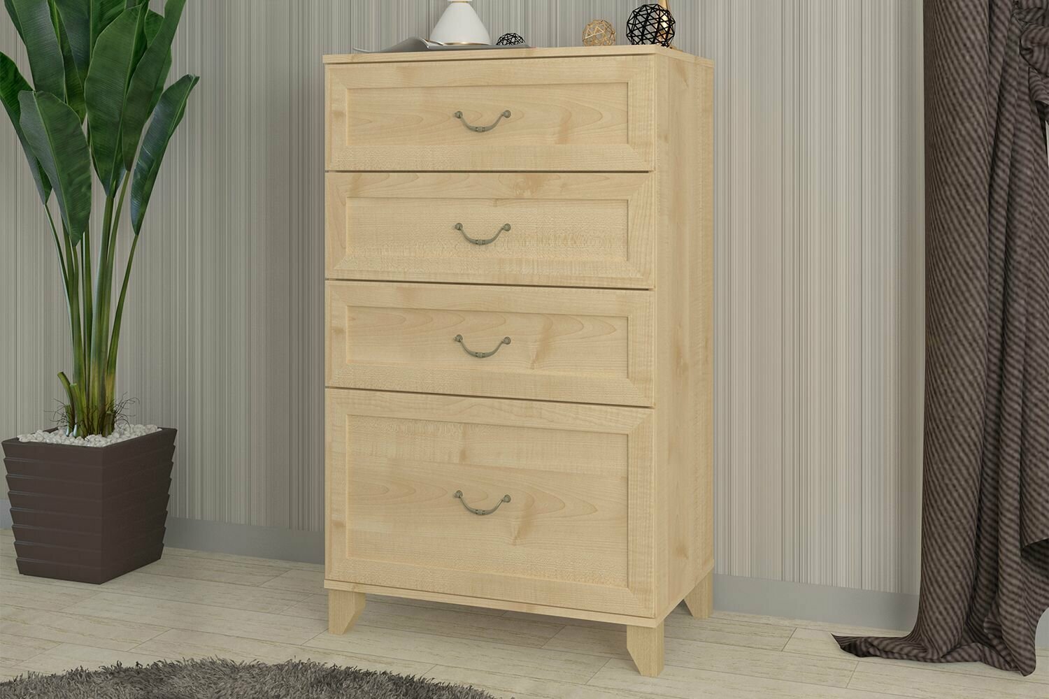 Комод Ренди 3М 70х40х120 клен танзау, рамка квадро МДФ, ножка №3