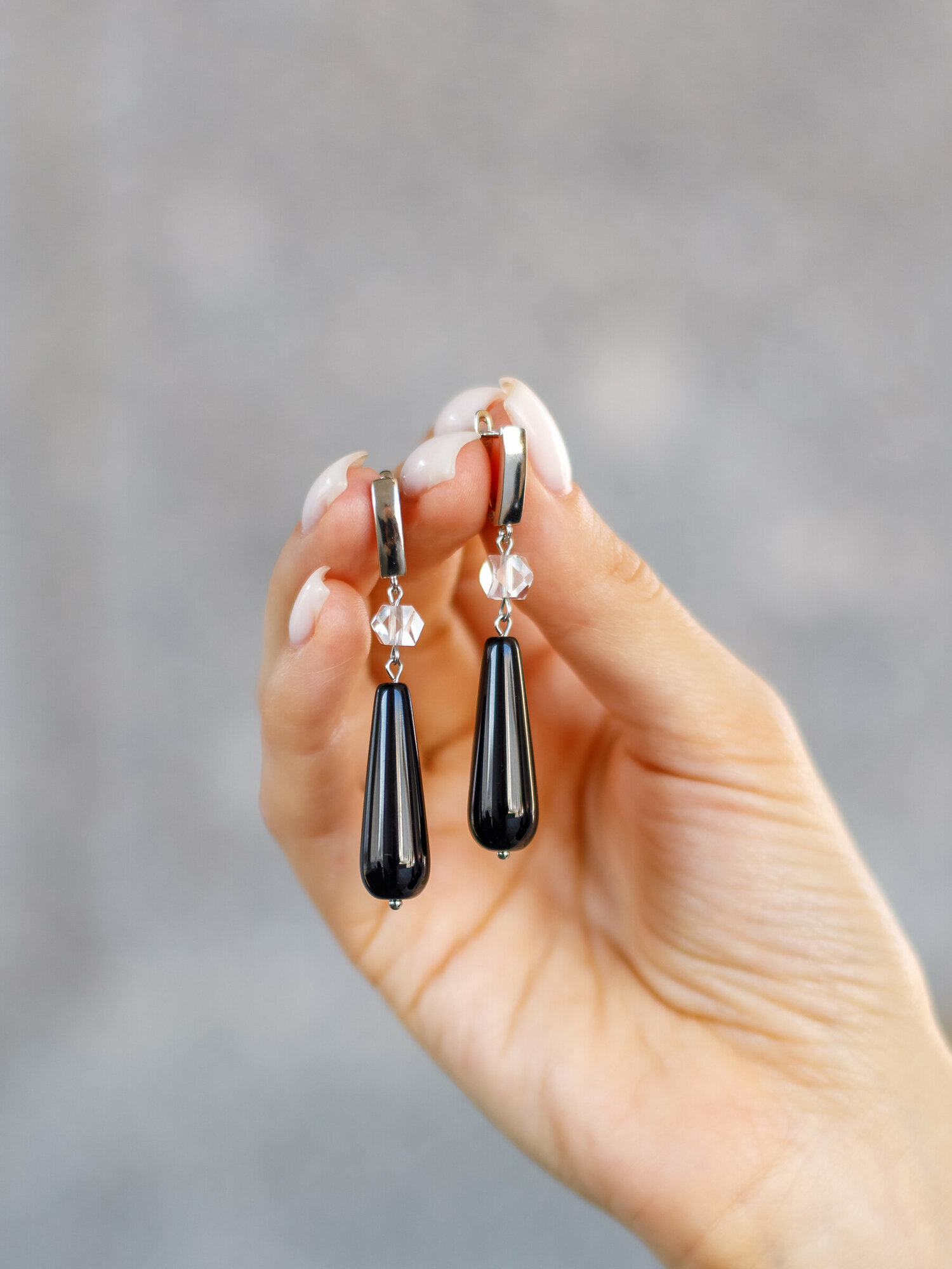 Серьги с подвесками, агат, стекло