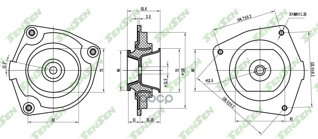 SENSEN M61087 опора амортизатора переднего правого Nissan (Ниссан) note 1.4-1.6-1.5dci 06-