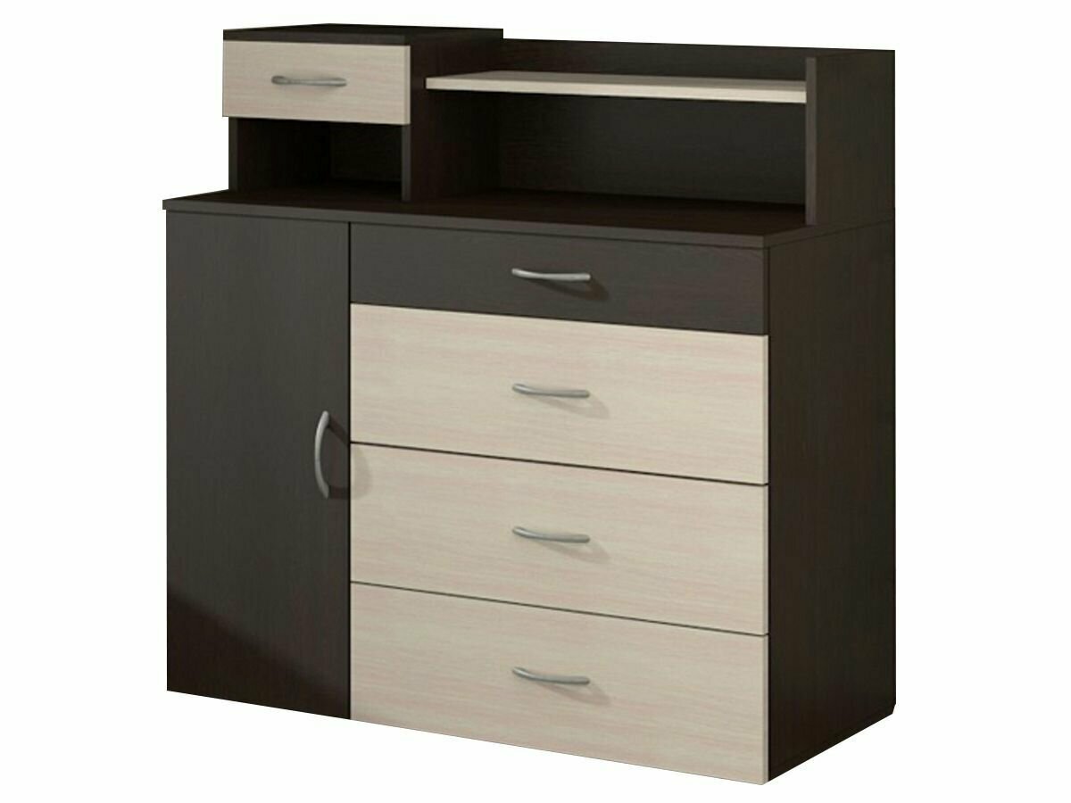 Комод Лидер 4.1 с надставкой 110х45х117 венге цаво/дуб млечный, дверца слева