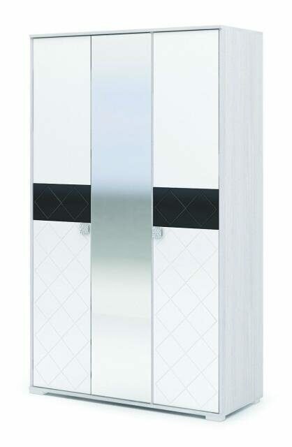 Шкаф 3-х створчатый ШК 023 «Сальма» комбинированный, распашной, МДФ (Дуб Анкор светлый/Белый глянец) 123х53х206