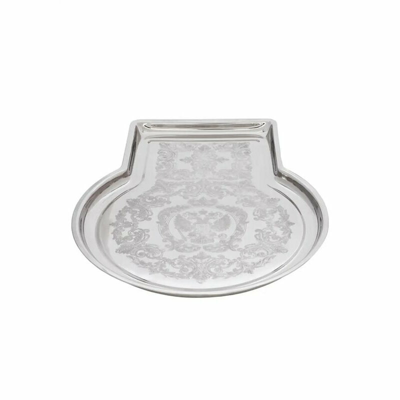 Кольчугинский мельхиор Поднос для самовара никелированный с рисунком (С9108/2)