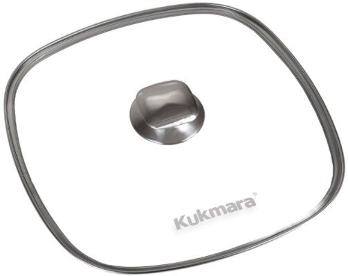 Крышка стеклянная Kukmara / Кукмара с ободом и ручкой из нержавеющей стали, диаметр 280мм / для сковороды или кастрюли / аксессуары для кухни