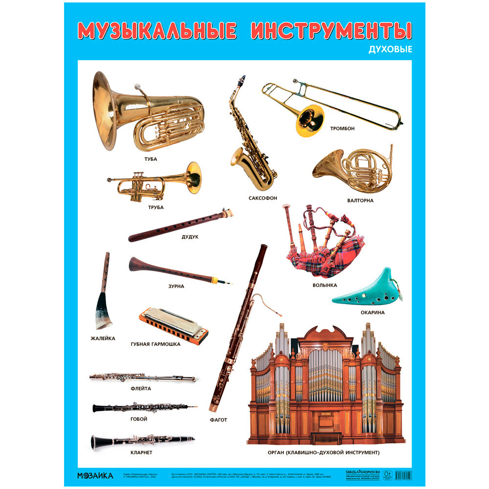 ПлакатРазвив(МозаикаС) Музыкальные инструменты Духовые