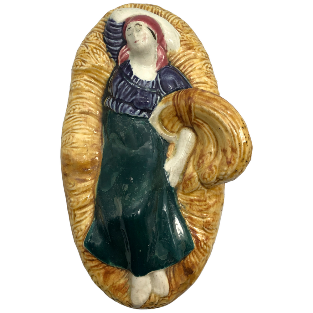 Фарфоровая масленка "Жница" 1920-1930 гг, Конаковский фаянсовый завод, СССР