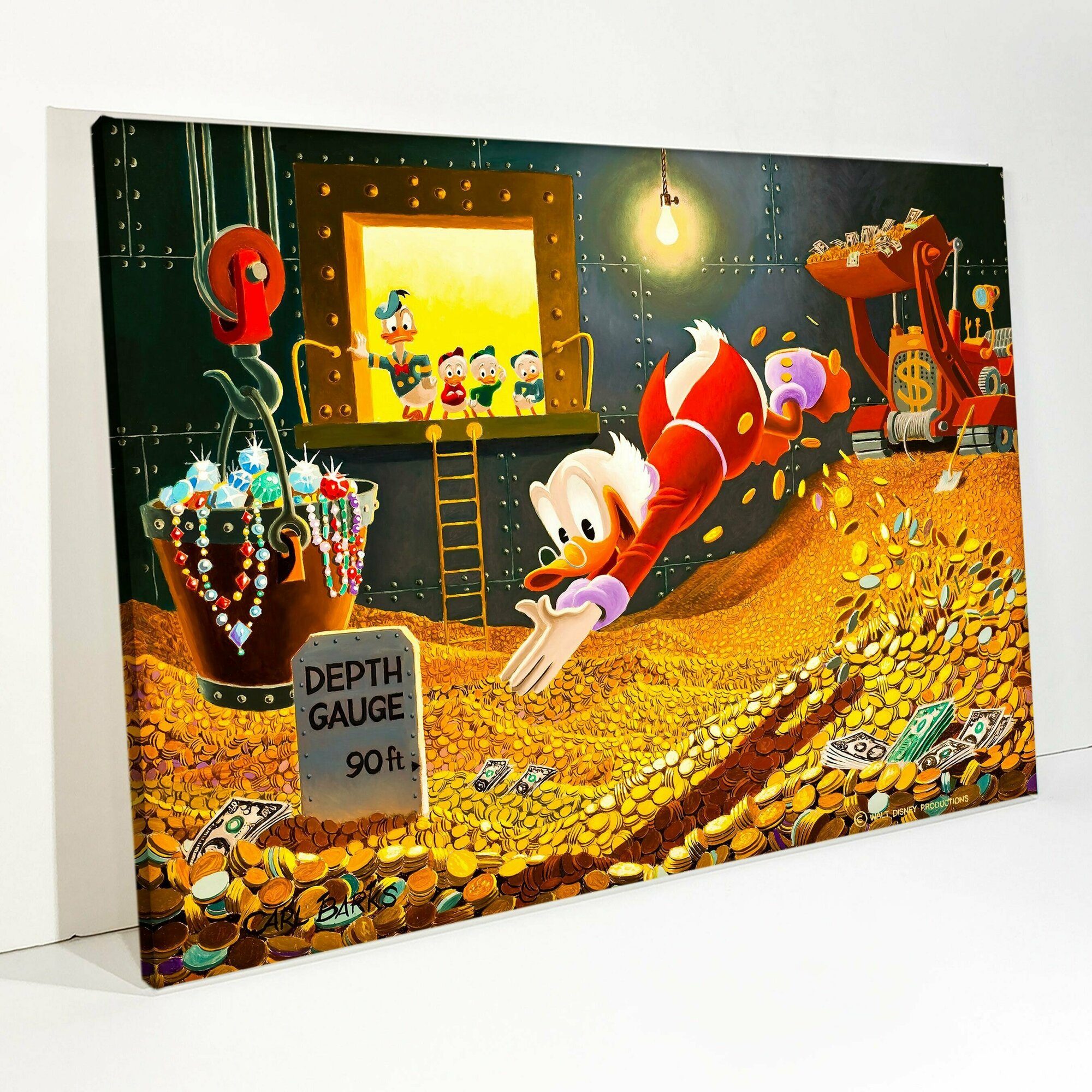 Картина Скрудж МакДак и деньги, золото - на холсте 30х40см