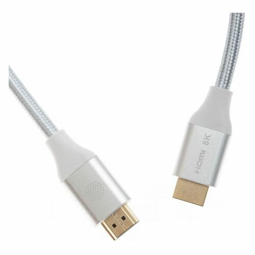 Кабель аудио-видео Cactus CS-HDMI.2.1-3, HDMI (m) - HDMI (m) , ver 2.1, 3м, GOLD, серебристый