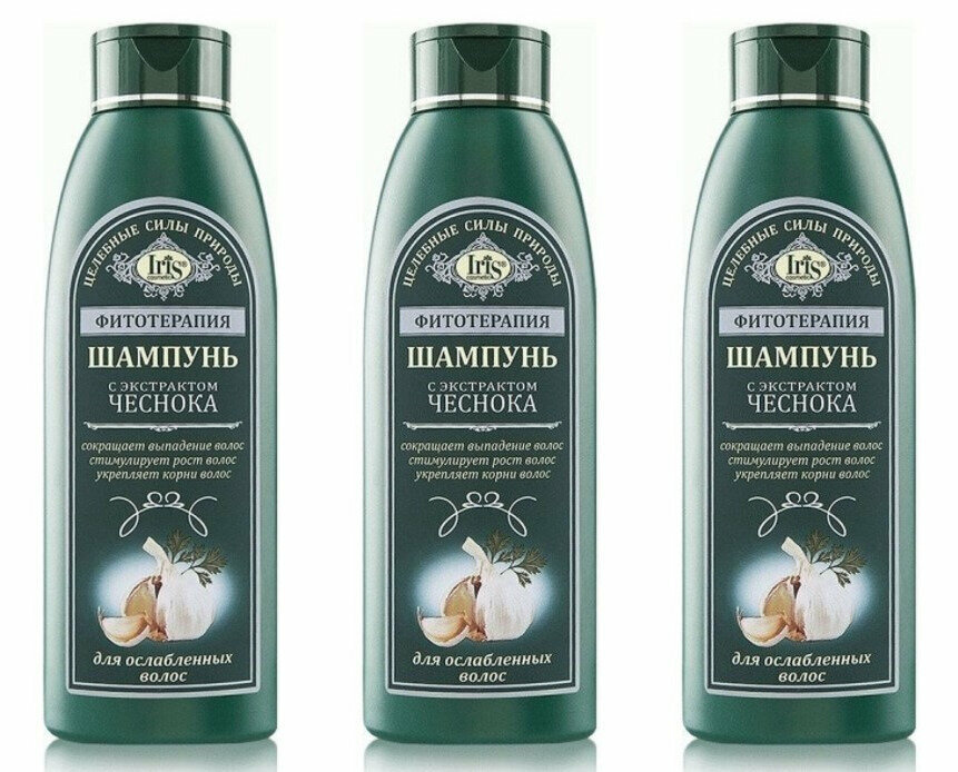 Iris Шампунь Фитотерапия с экстрактом чеснока 500мл,3 шт