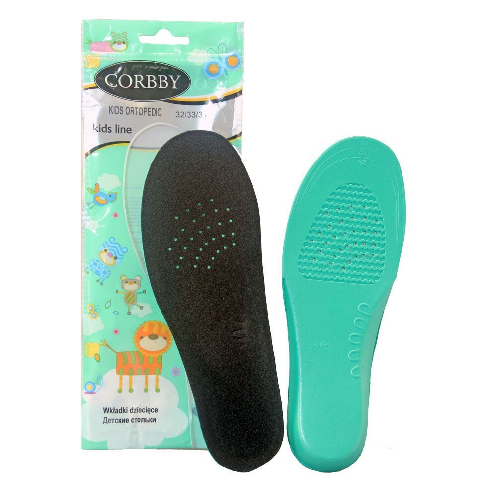 Детские ортопедические стельки CORBBY KIDS ORTOPEDIC, профилированные с лотком, размерные. (26/27/28)