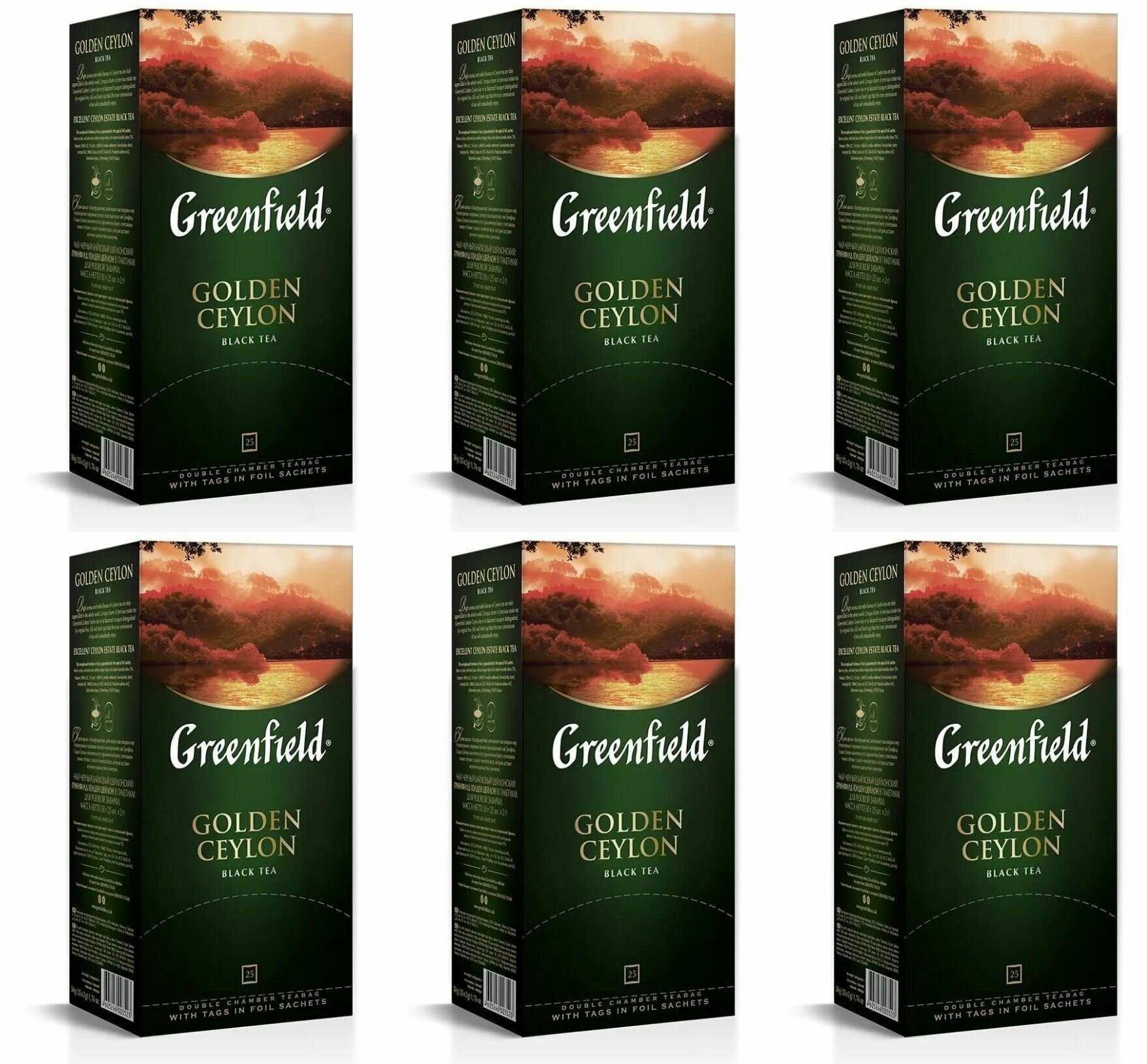 Greenfield Чай Golden Ceylon, 25 пакетиков, 6 упаковок
