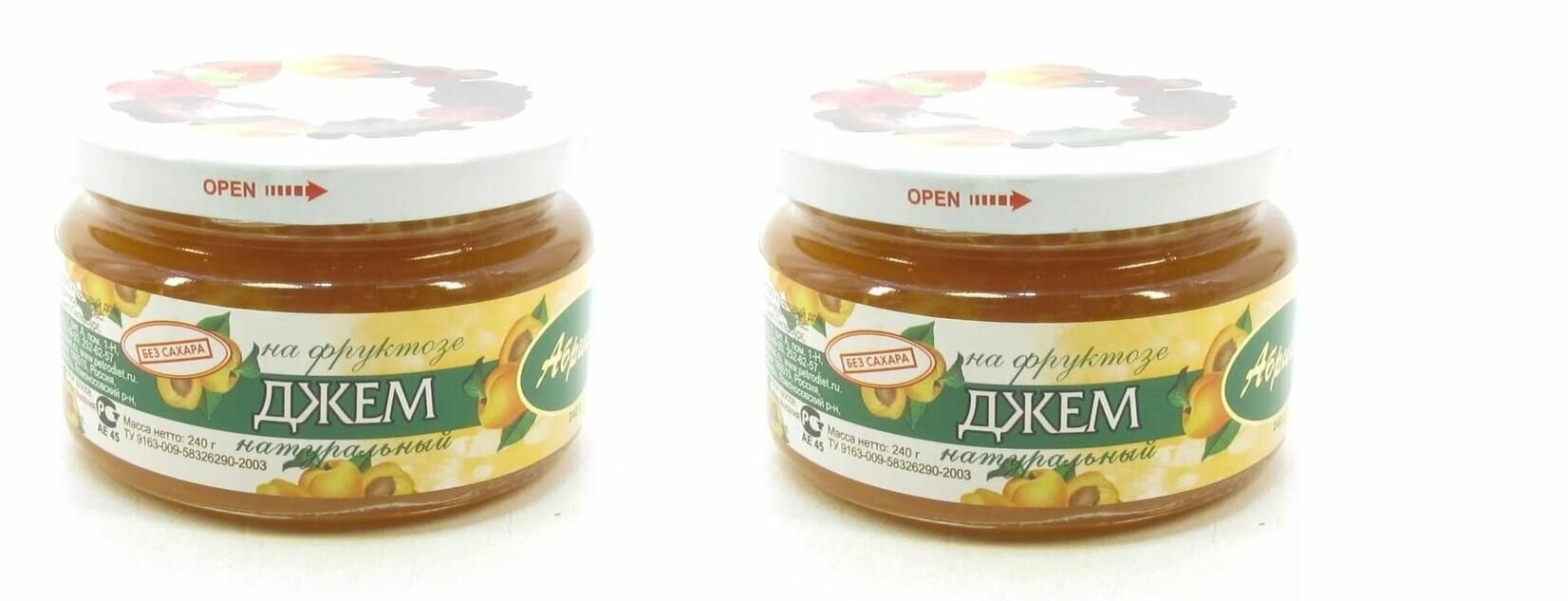 Петродиет Джем Абрикосовый, на фруктозе 240 г, 2 шт