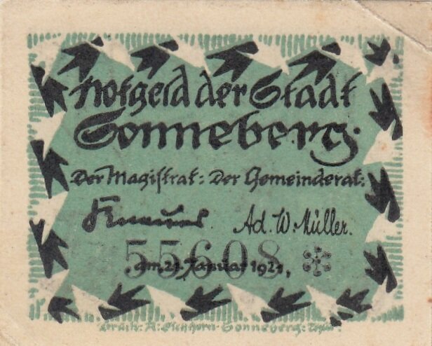 Германия (Веймарская Республика) Зоннеберг 10 пфеннигов 1921 г. (4)