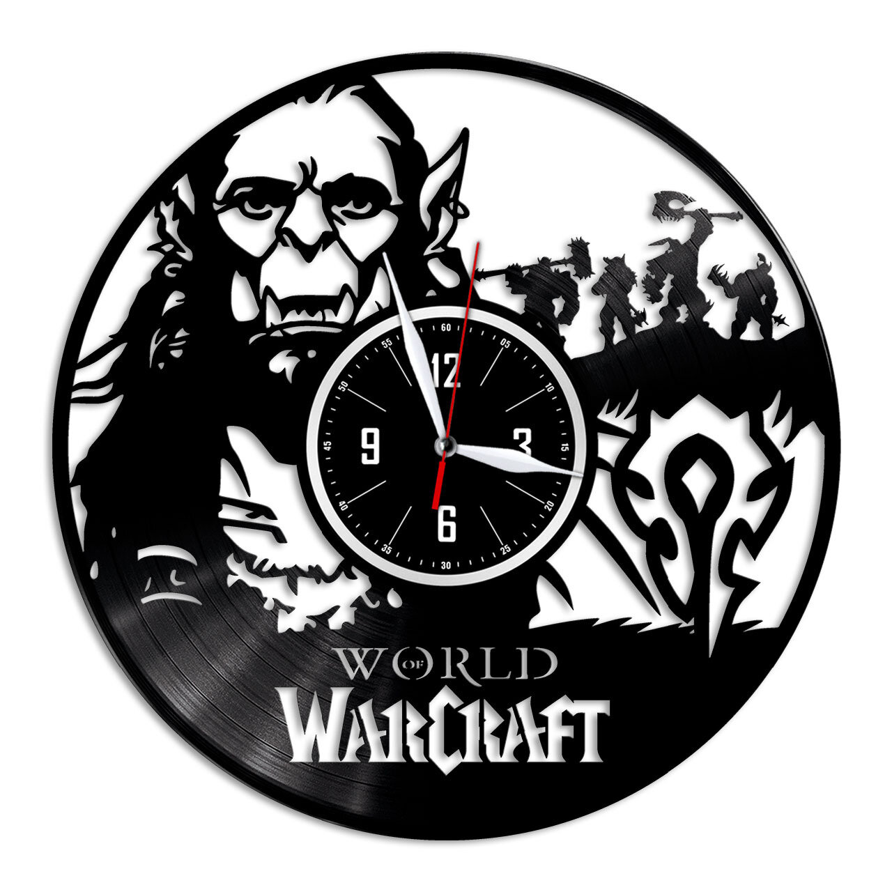 Warcraft - настенные часы из виниловой пластинки, диаметр 30 см