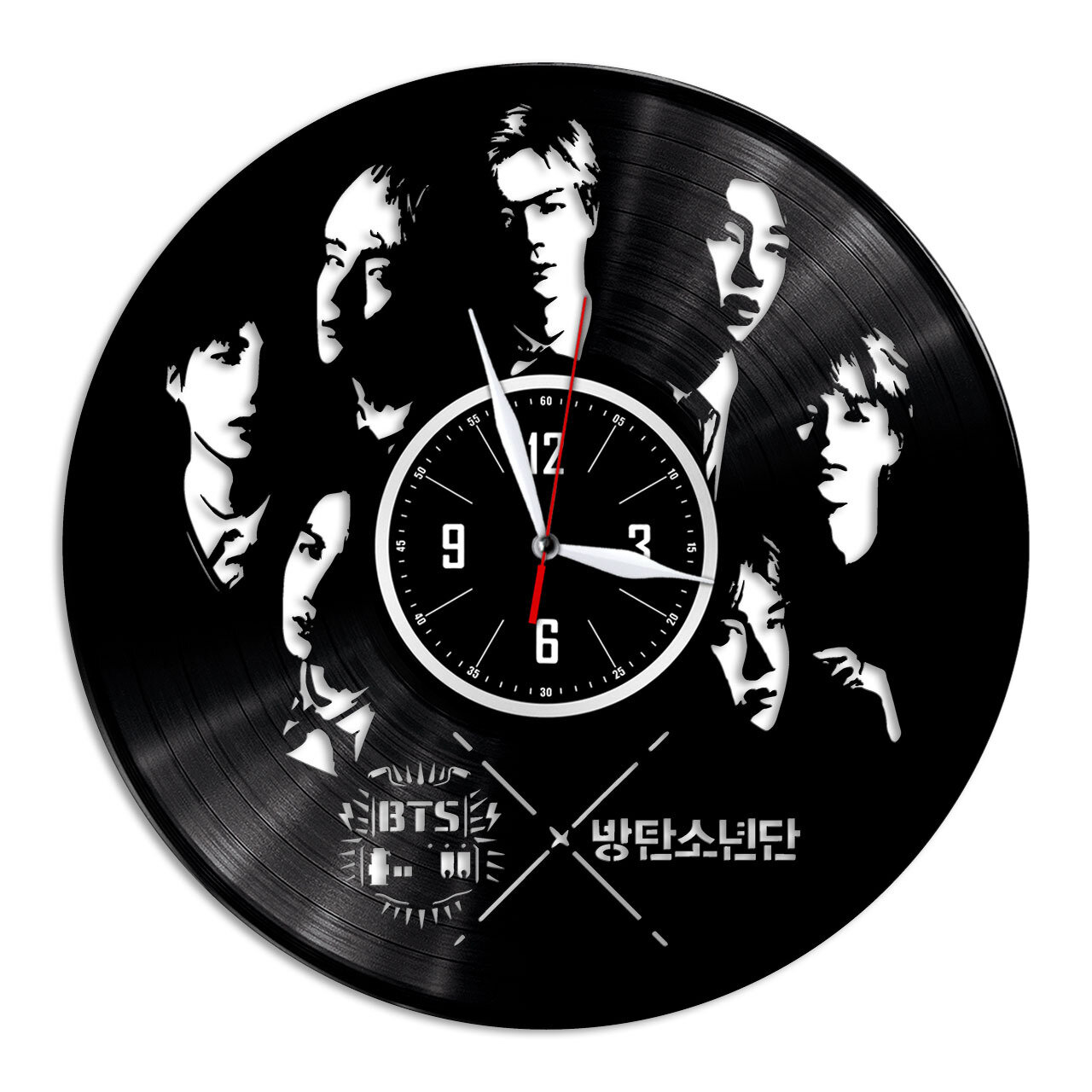 BTS - настенные часы из виниловой пластинки, диаметр 30 см, VinylLab