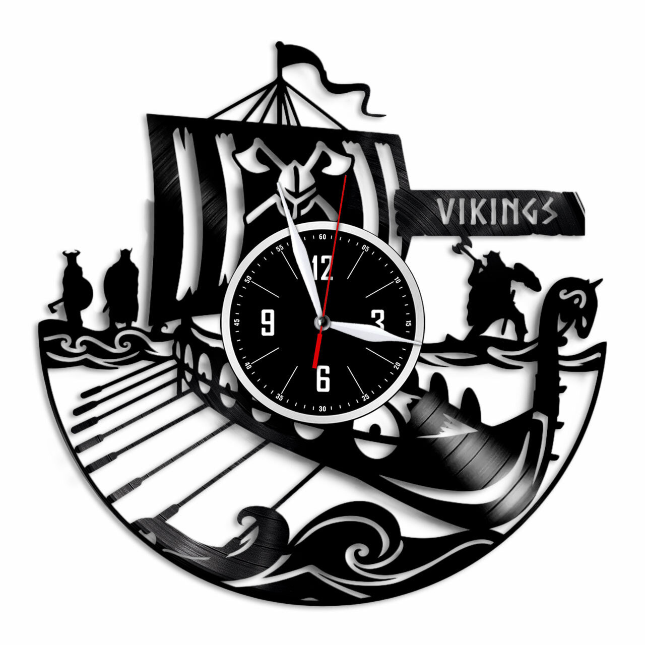 Викинги - настенные часы из виниловой пластинки