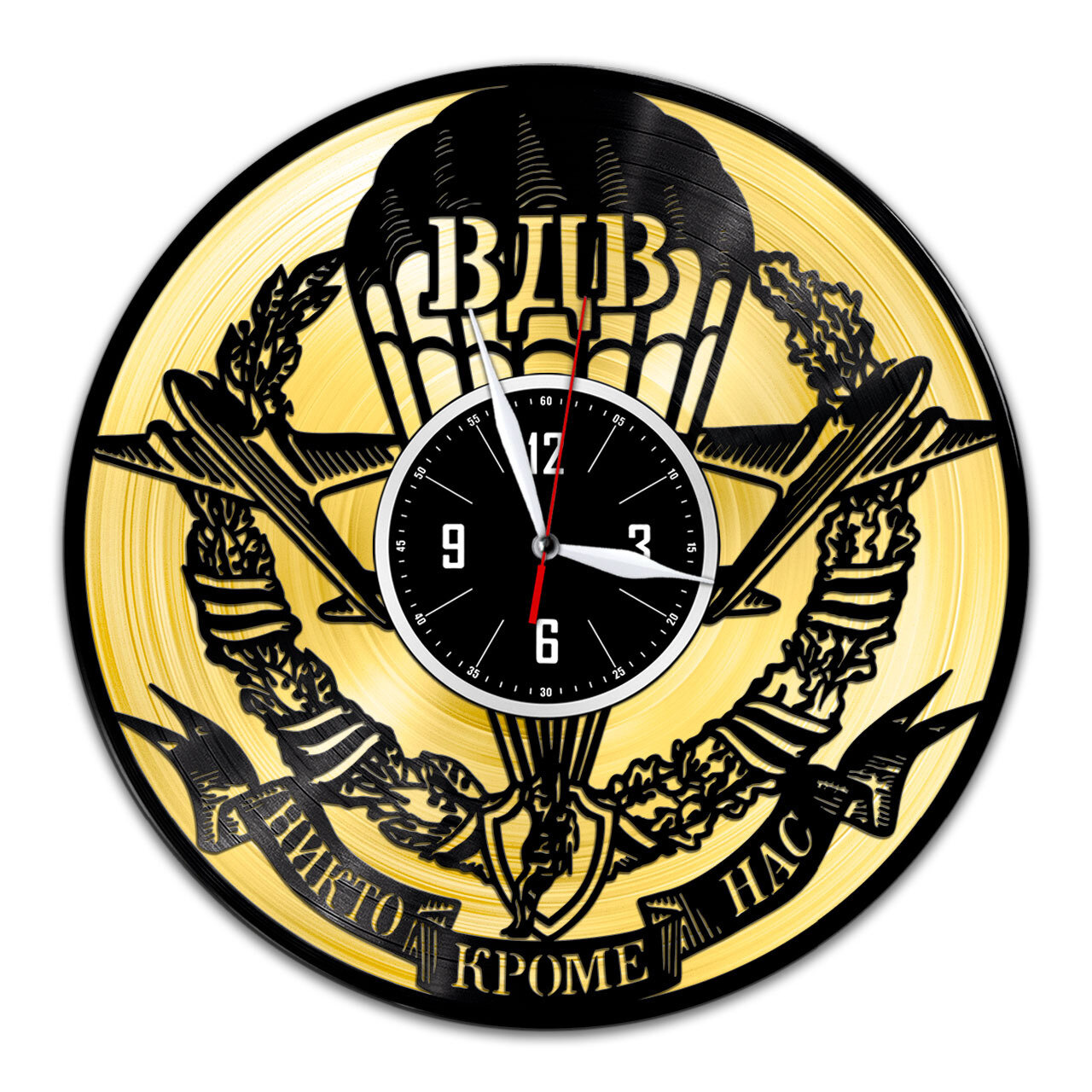 ВДВ - настенные часы из виниловой пластинки (с золотой подложкой)