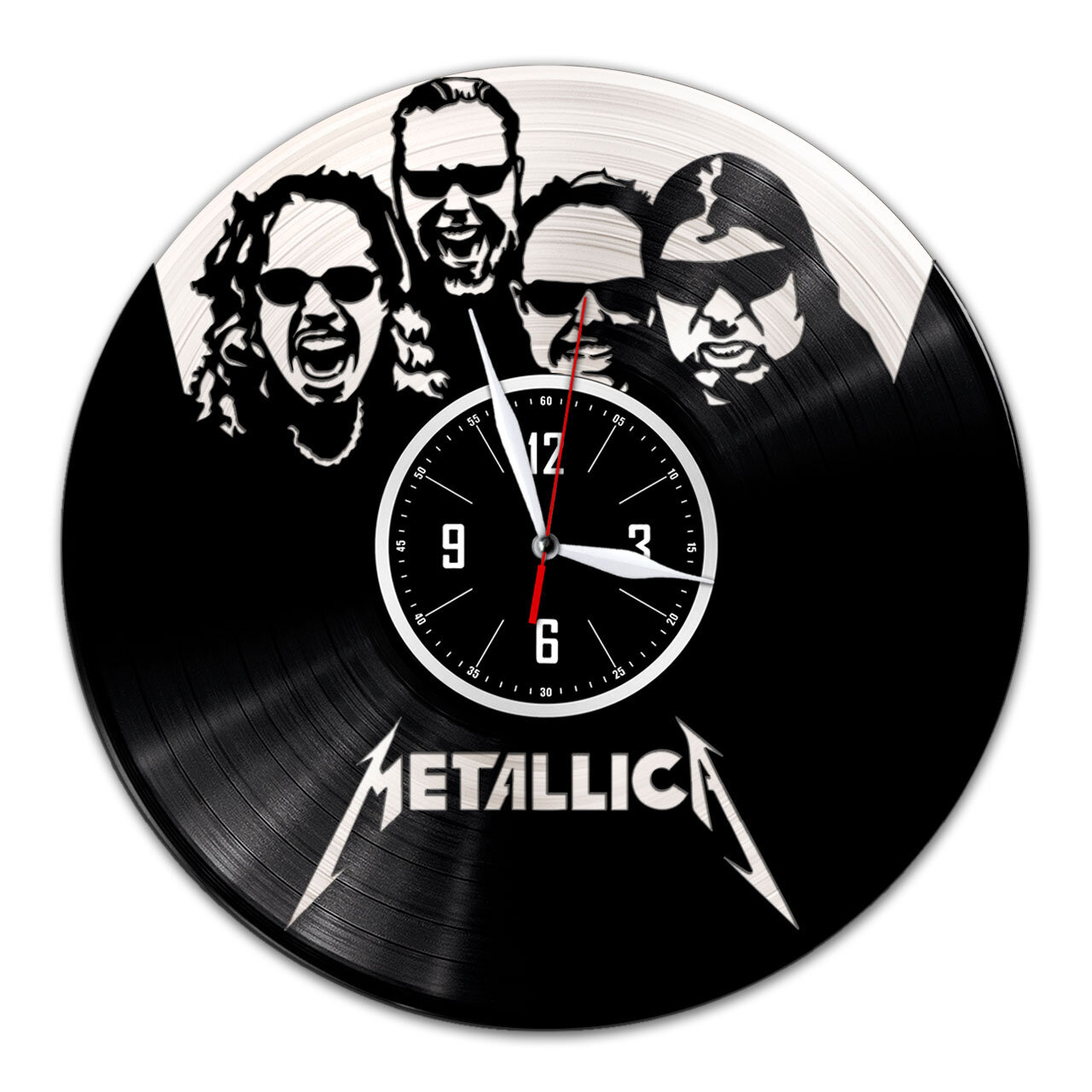 Metallica - настенные часы из виниловой пластинки (с серебряной подложкой)