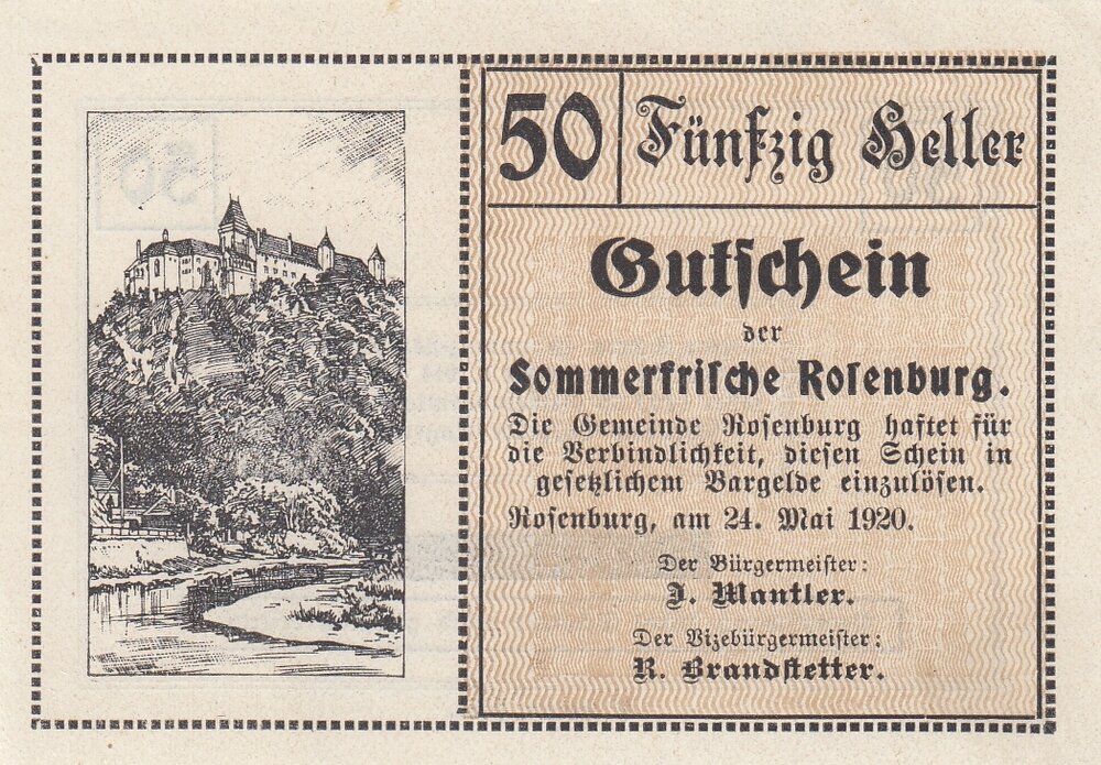 Австрия, Розенбург 50 геллеров 1920 г.