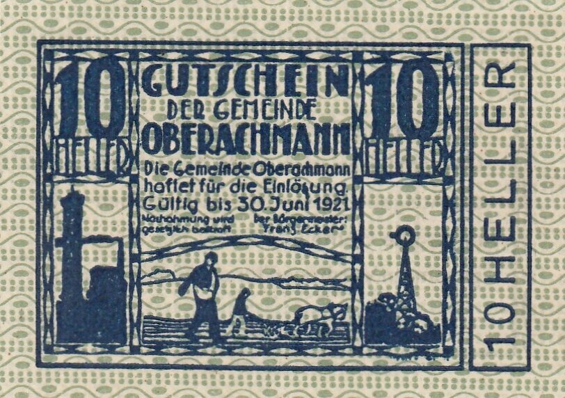 Австрия, Оберахманн 10 геллеров 1920 г.