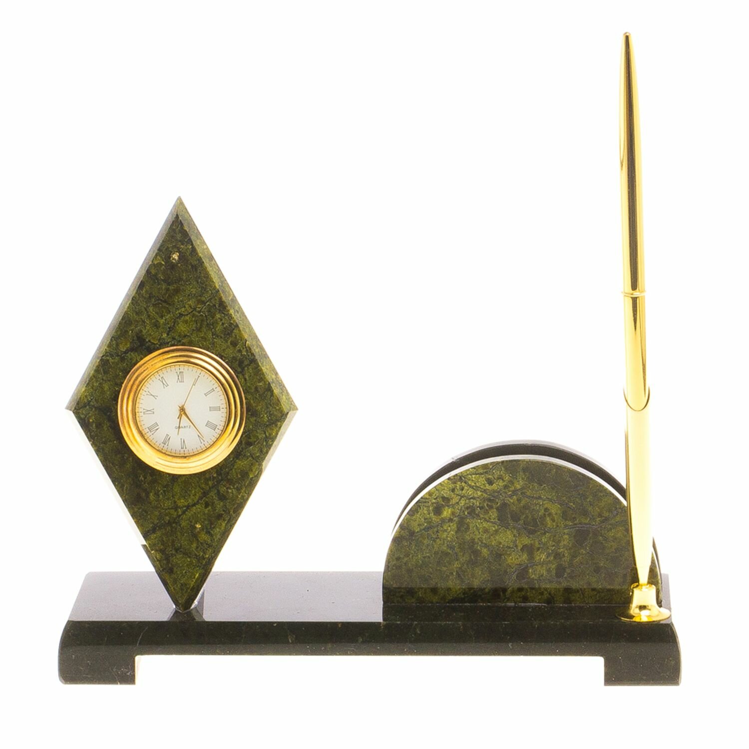 Мини-набор с часами "Ромб" камень змеевик 124746