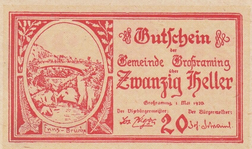 Австрия, Гросраминг 20 геллеров 1920 г. (Вид 2)