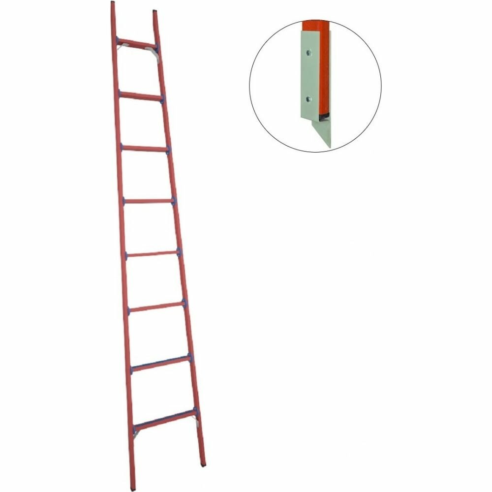 Стеклопластиковая приставная диэлектрическая лестница Антиток мягкий грунт ЛСПД-3.0 МГ 471556