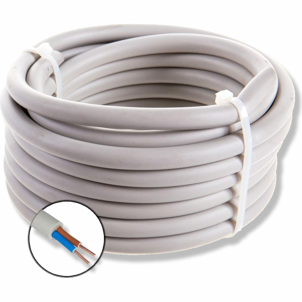 Силовой круглый кабель проводник nym 2x2.5 мм2, 50м OZ64839L50, 2.5 мм