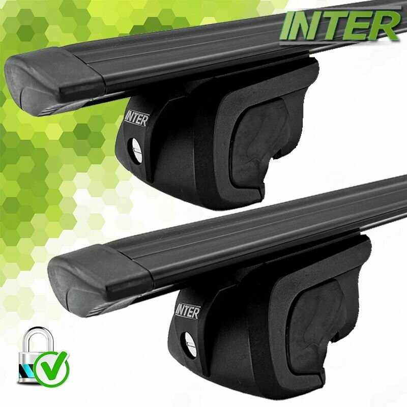 Багажник на интегрированные рейлинги Audi А3 / Ауди А3 Хэтчбек 5 дв. 2004-2012 крыловидные черные дуги, Inter TITAN i-Pro (Интер), с замком