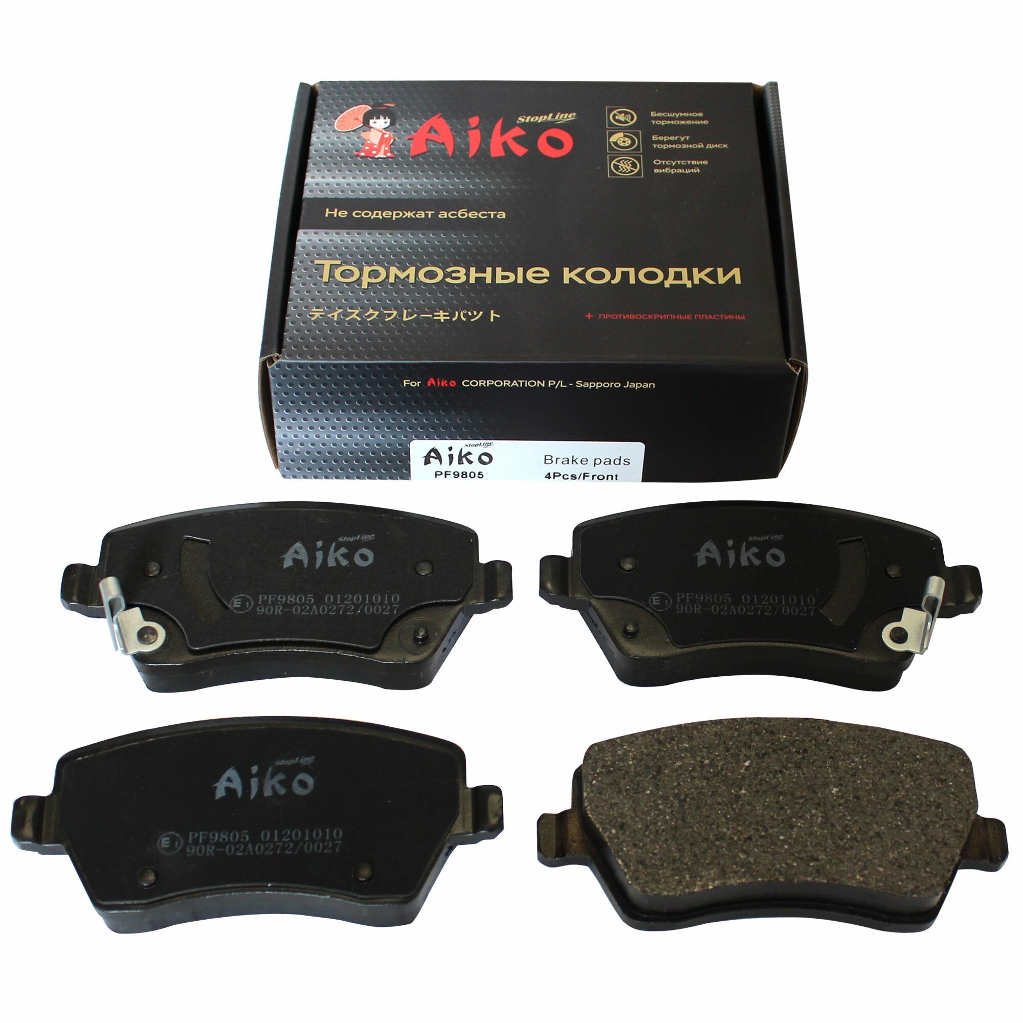 Тормозные колодки передние NISSANMicra K12, Note E11, SUZUKI Swift, RENAULT Clio (2003-) Aiko PF9805