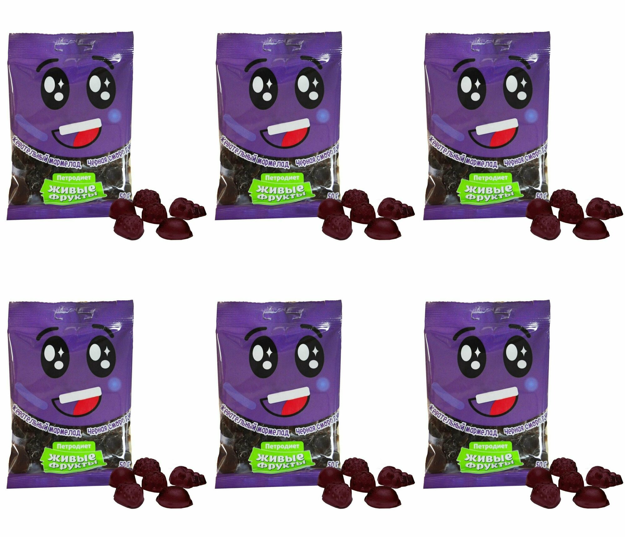 Живые фрукты Мармелад жевательный Черная смородина 50 гр, 6шт