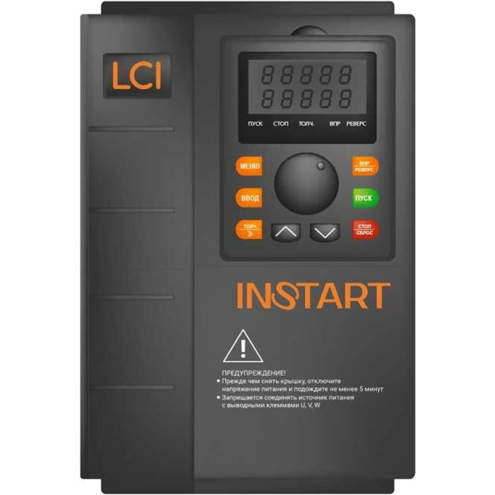 Преобразователь частоты INSTART lci-g7.5/p11-4b 7.5квт/11квт, 18а/24a, 3ф, 380в, 50гц/60гц, ip20, с панелью управления 000 91000