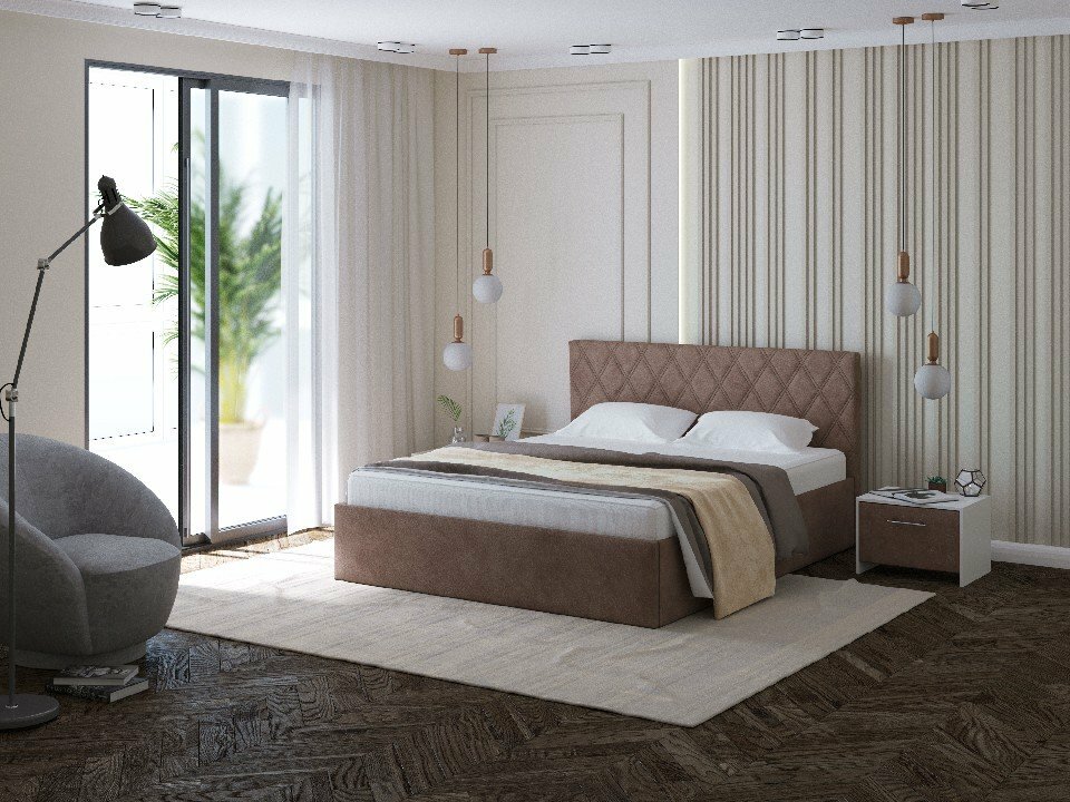 PROxSON Кровать Fresco Plus (Ткань: Велюр Monopoly Горячий шоколад (237)) 160x200