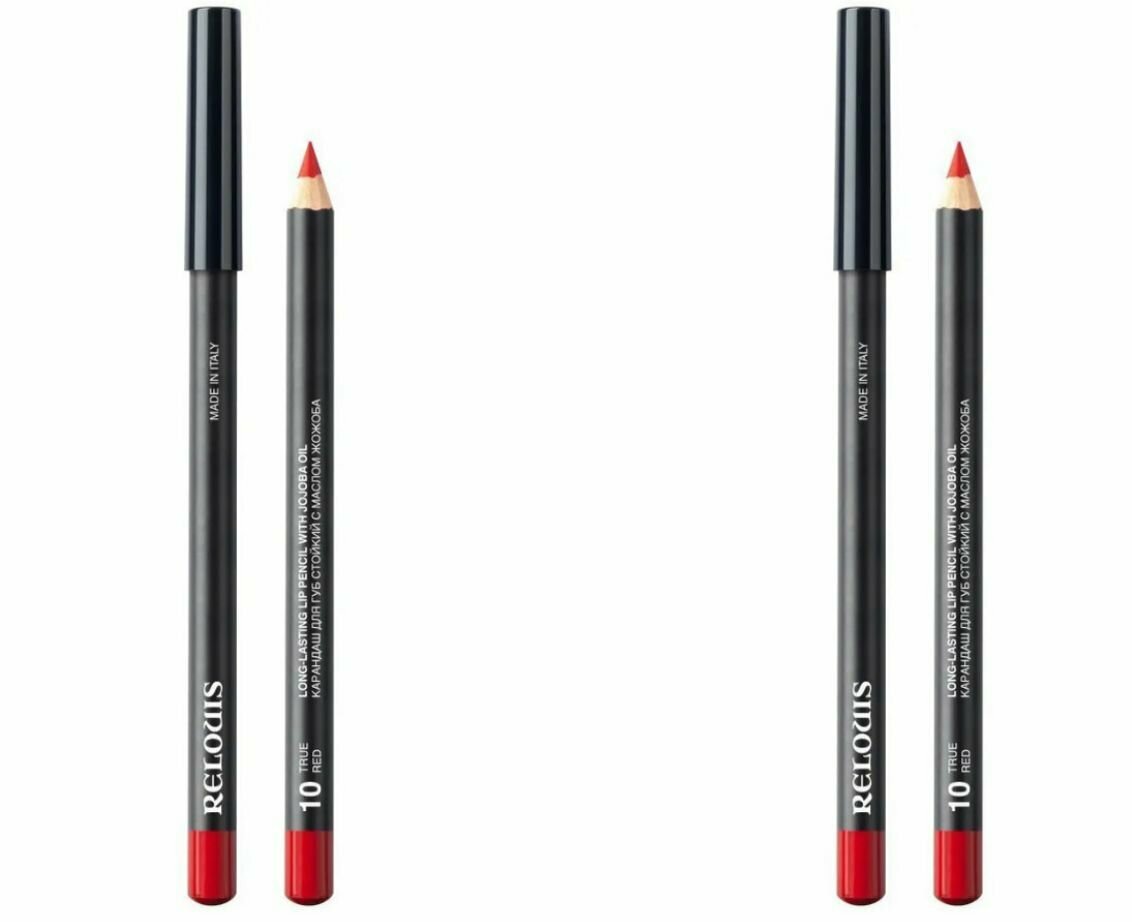 Relouis карандаш для губ стойкий с маслом жожоба тон 10 true red,2 шт