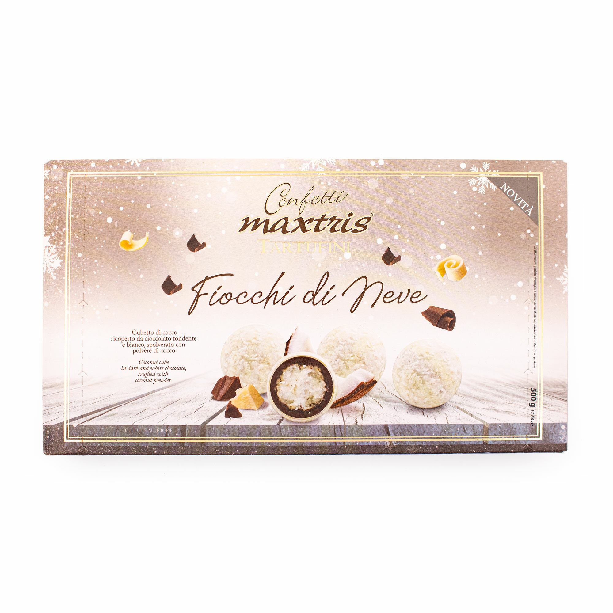 Кокос тартуфини покрытый темным и белым шоколадом в кокосовой пудре "Хлопья снега", MAXTRIS, 0,5 кг (карт/кор)