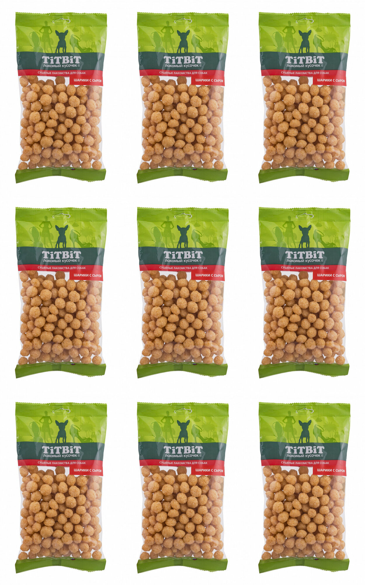 Titbit Лакомство для собак Золотая коллекция, Шарики с сыром, 95г,9 шт