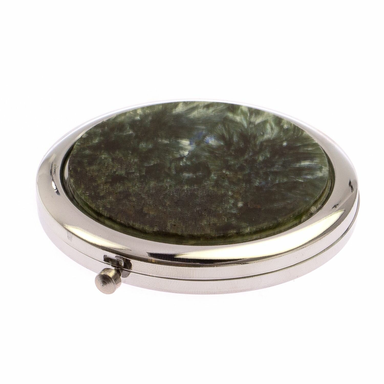 Зеркальце из камня серафинит цвет серебро 124976
