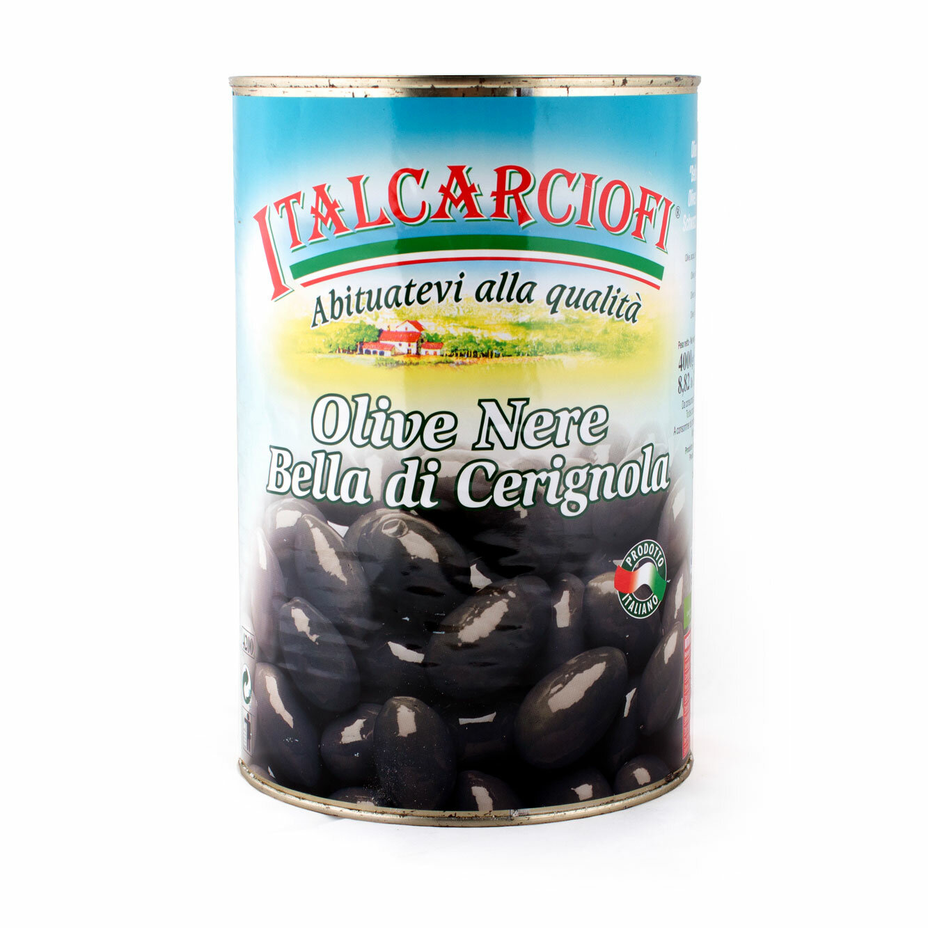 Маслины Белла Чериньола 2G с косточкой в рассоле, ITALCARCIOFI, 4,2 кг/2,5 кг/4,25 л (ж/б)