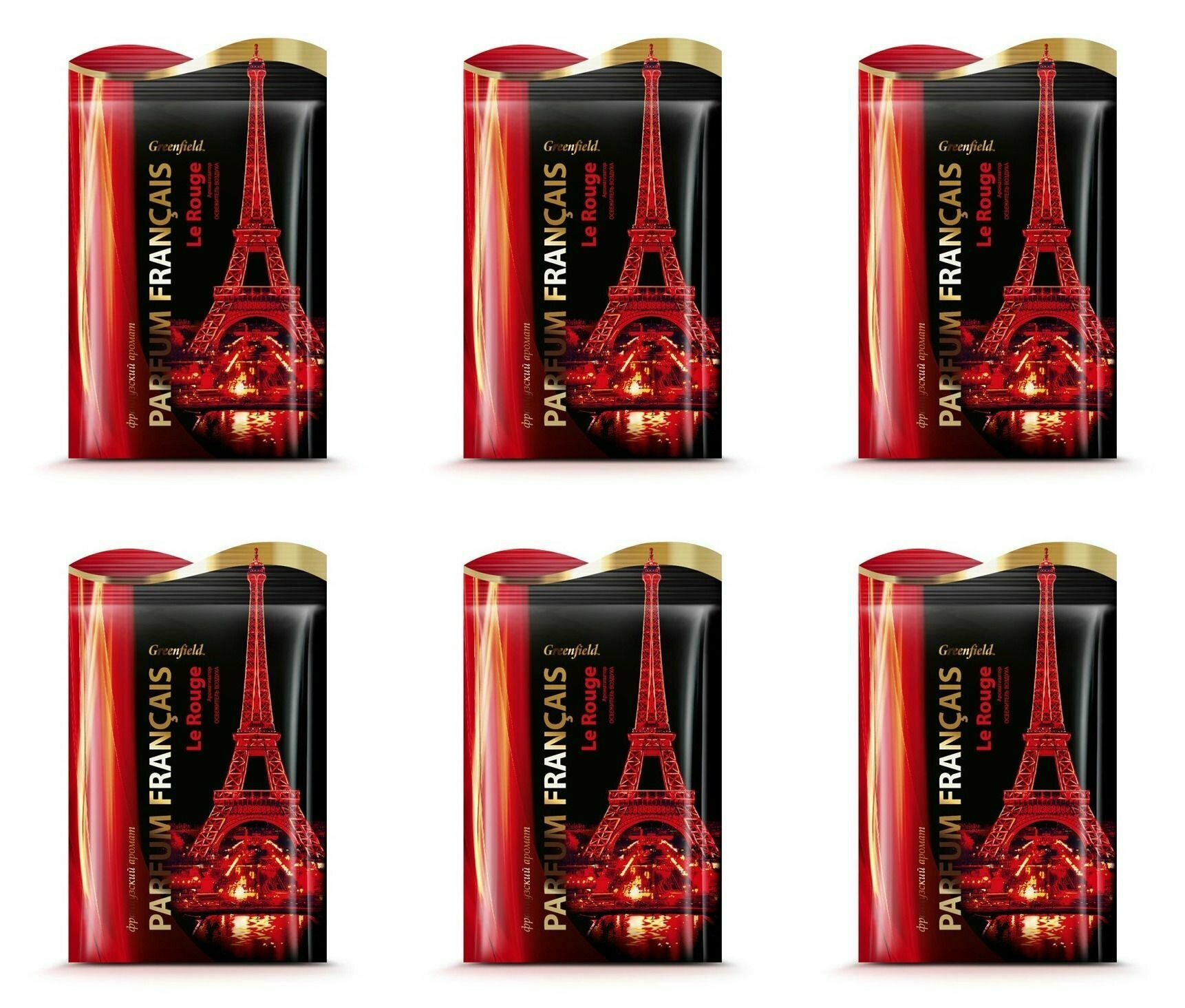 Ароматизатор-освежитель воздуха, Greenfield, Parfum Francais Le Rouge, 15 г, 6 шт