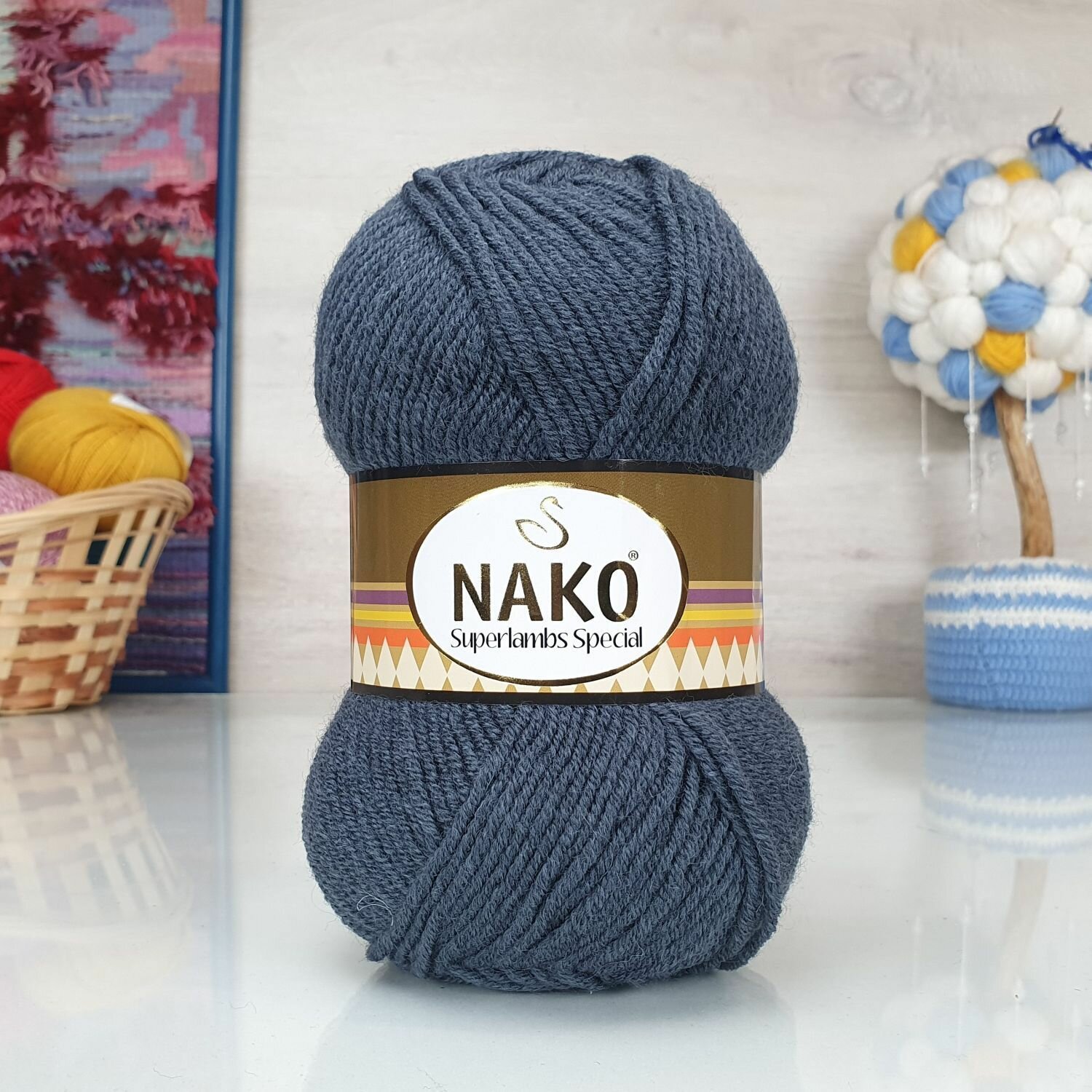 Пряжа NAKO Superlambs Special, т. серый - 1937, 49% шерсть, 51% премиум акрил, 5 мотков, 100 г, 200 м.