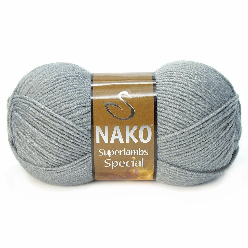 Пряжа NAKO Superlambs Special, серый - 4192, 49% шерсть, 51% премиум акрил, 5 мотков, 100 г, 200 м.