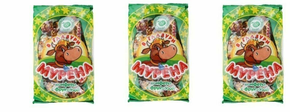 Конфеты Покровск, Мурена, на фруктозе, в глазури, 185 г, 3 уп