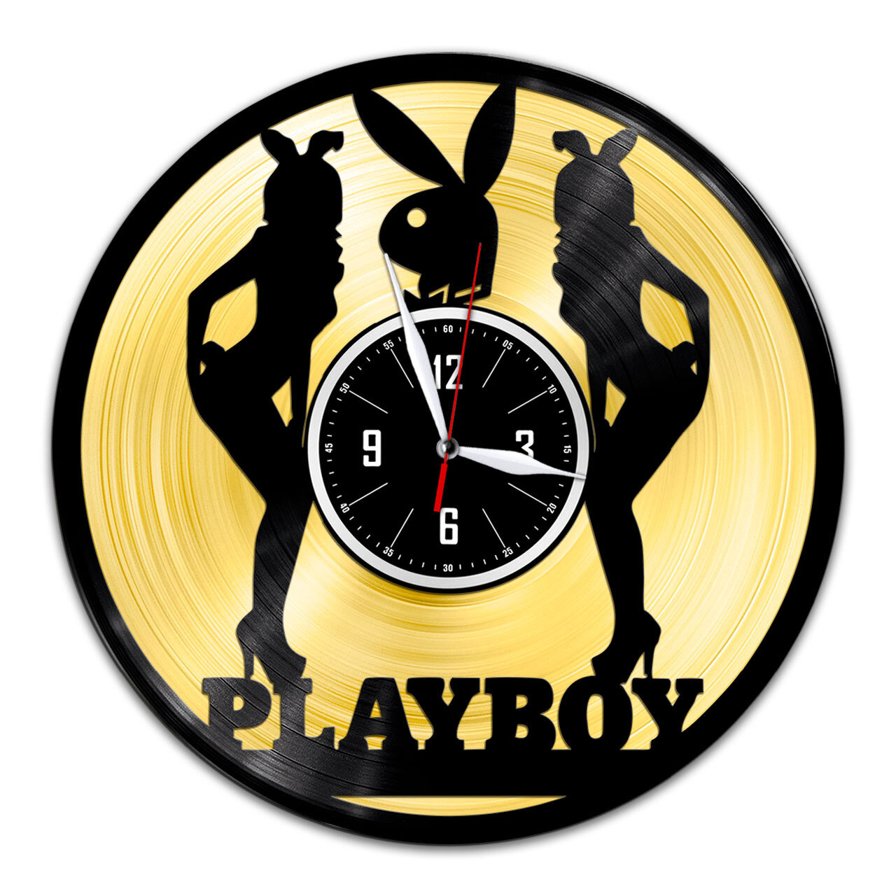 Playboy - настенные часы из виниловой пластинки (с золотой подложкой)