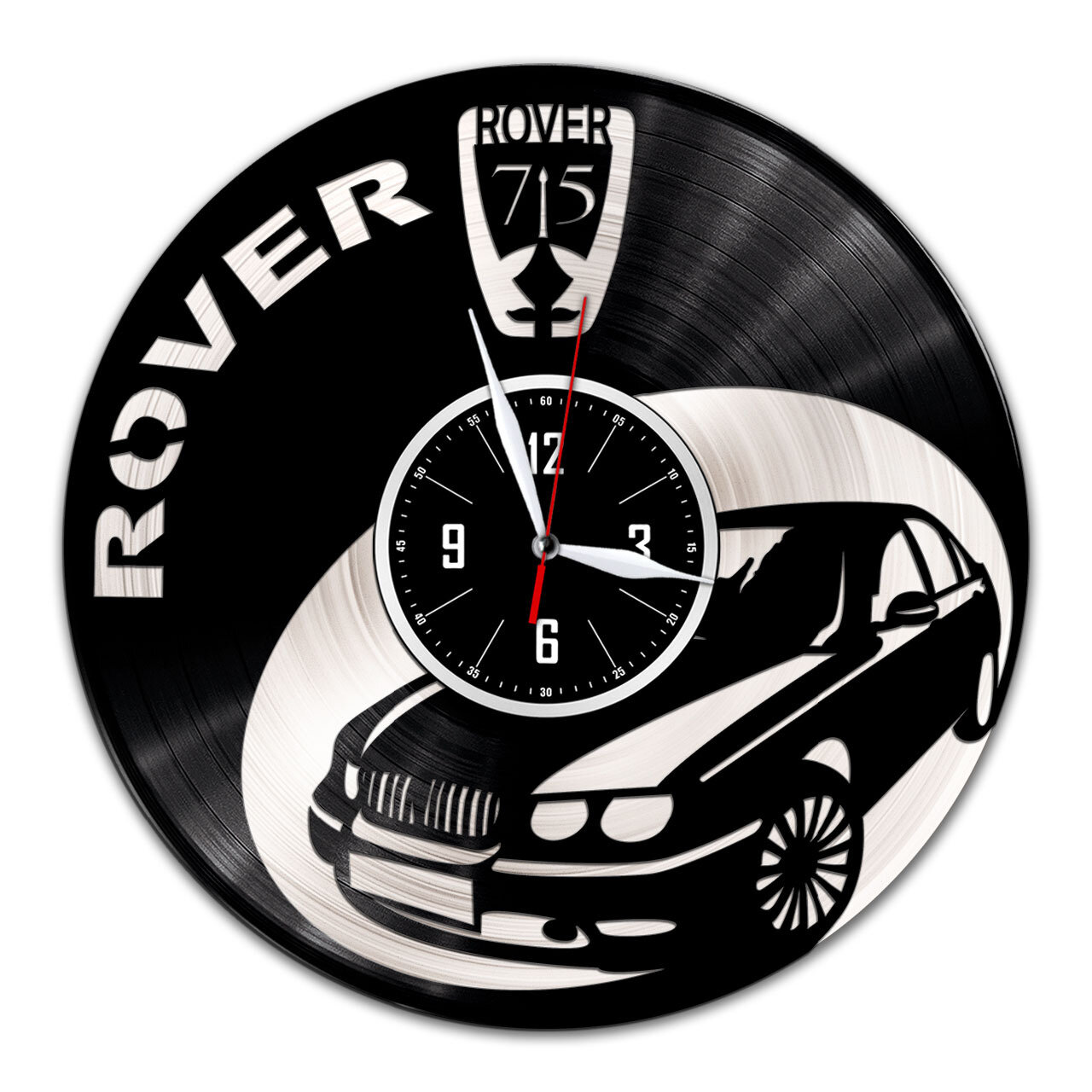 Rover - настенные часы из виниловой пластинки (с серебряной подложкой)