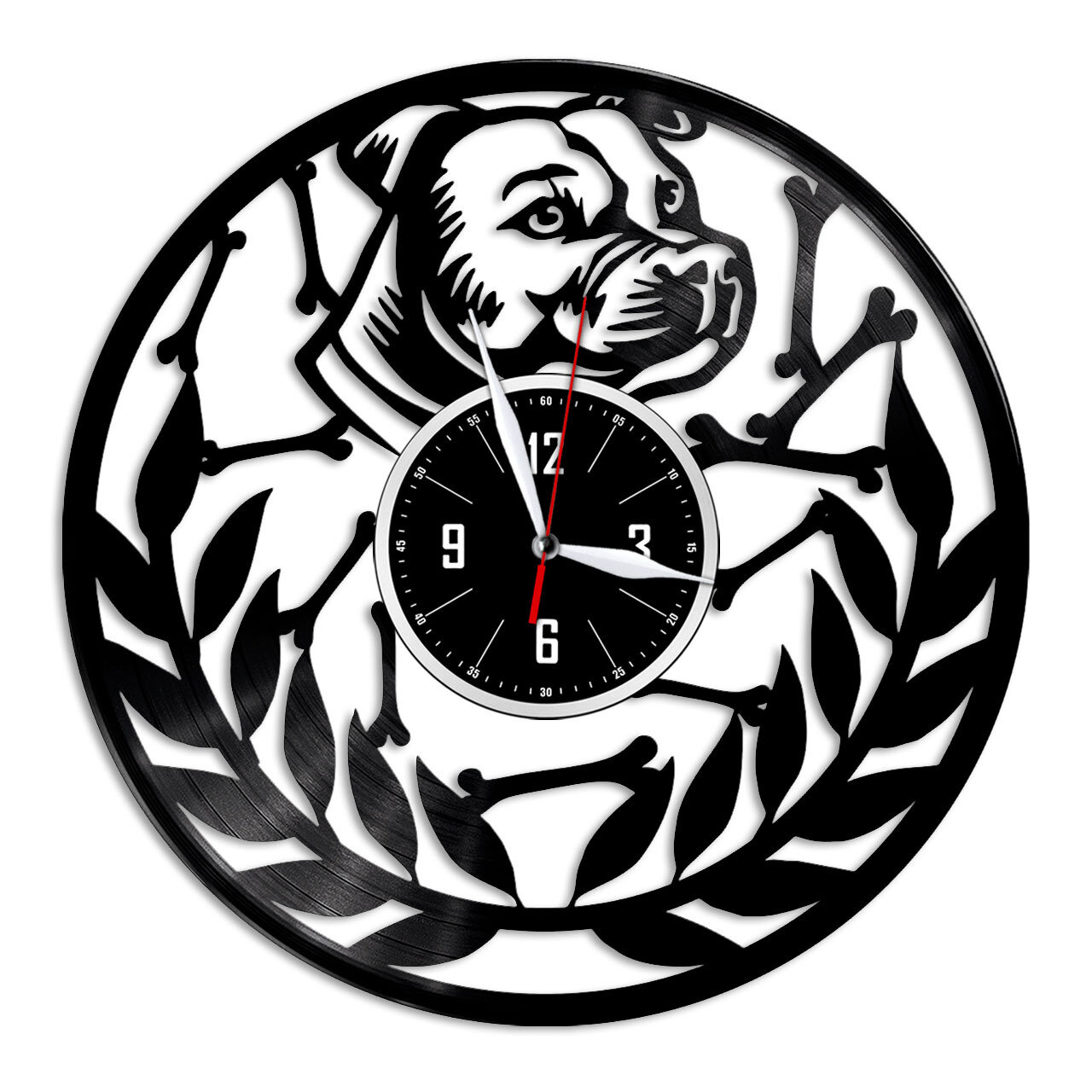 Собака - настенные часы из виниловой пластинки