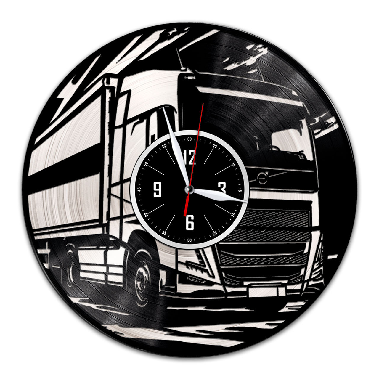 Volvo Trucks - настенные часы из виниловой пластинки (с серебряной подложкой)