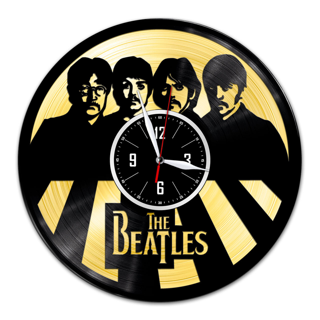 The Beatles - настенные часы из виниловой пластинки (с золотой подложкой)