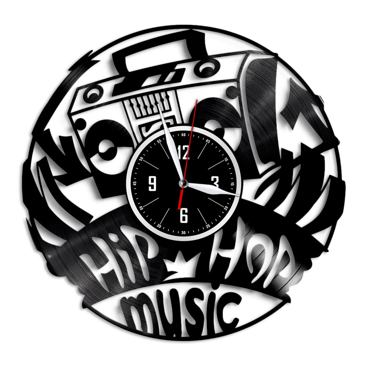Hip-Hop Music - настенные часы из виниловой пластинки