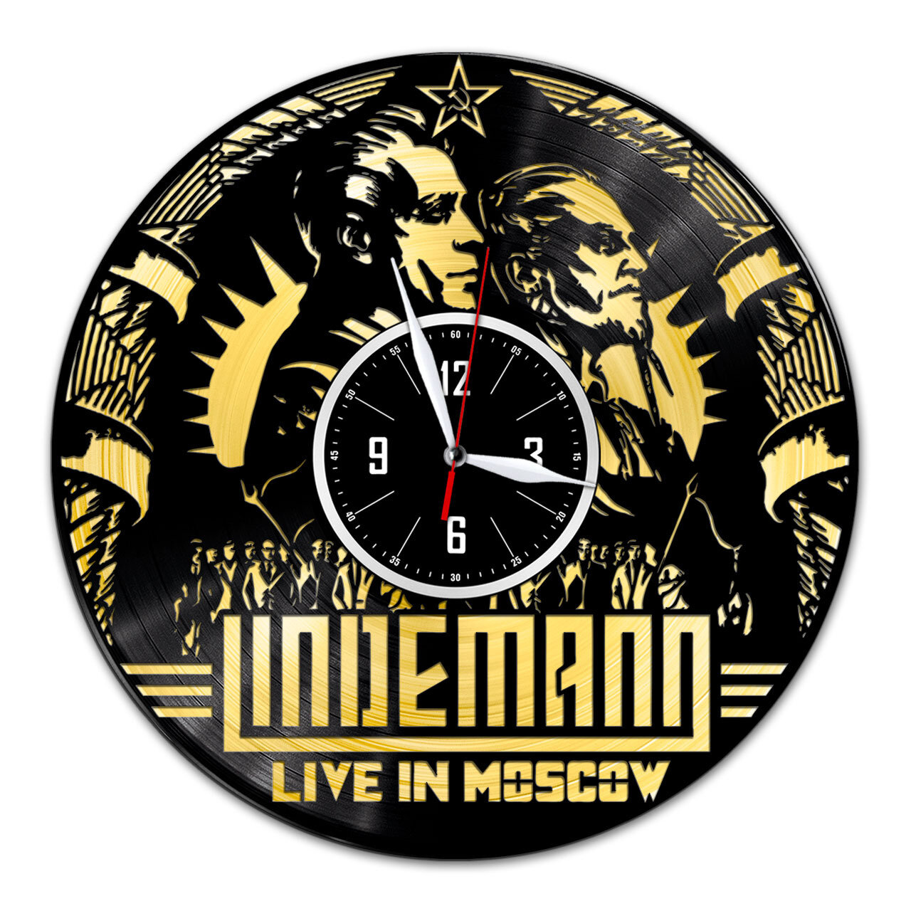Lindemann - настенные часы из виниловой пластинки (с золотой подложкой)