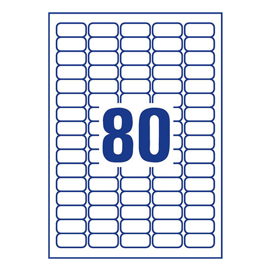 Этикетки Avery Zweckform удаляемые, белые, 35.6x16.9 мм {L4732REV-25} (80 шт на листе A4, 30 листов)