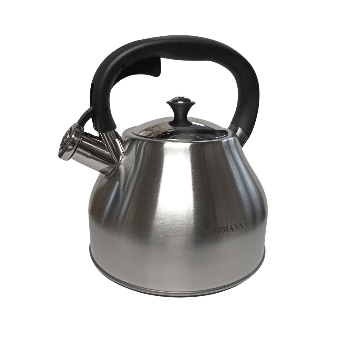 Чайник для плиты со свистком 3л. черная ручка НМ 55210 Нержавеющая сталь Hoffmann